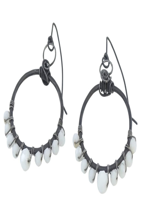 Steel Wire Hoops with White Crystals - Gee Loretta